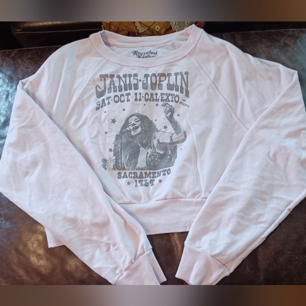 Recycled Karma Janis Joplin Light Pink Cropped Sweats… - Gem